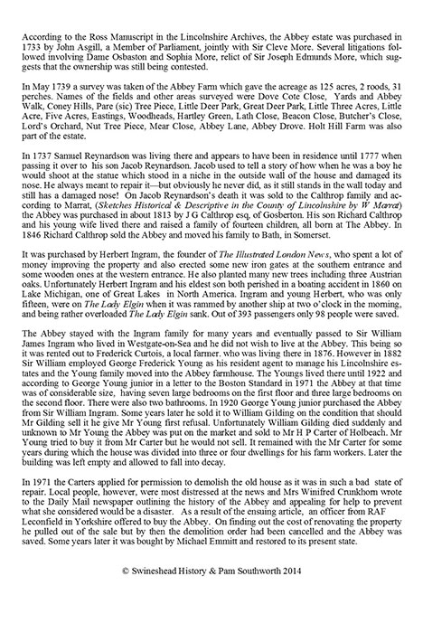 Swineshead History - Swineshead Abbey